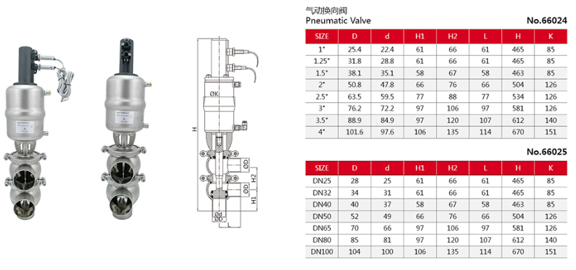 Sanitary Pneumatic 3 Way Flow Diversion Diverter Valves Vendor - Buy ...